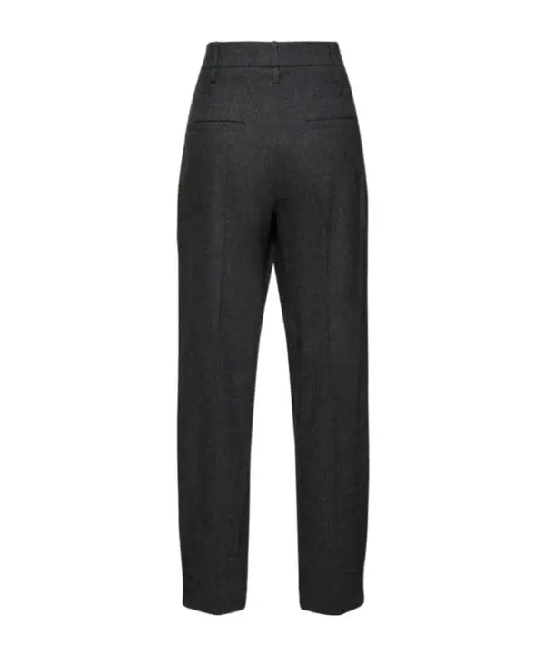 Brunello Cucinelli High Rise Flannel Straight Leg Trousers