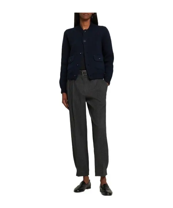 Brunello Cucinelli High Rise Flannel Straight Leg Trousers