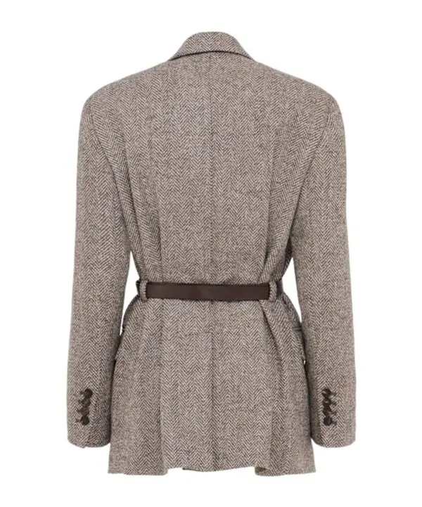Brunello Cucinelli Belted Wool Blend Blazer