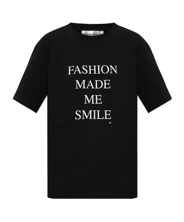 Victoria Beckham Slogan Print T-shirt - Black