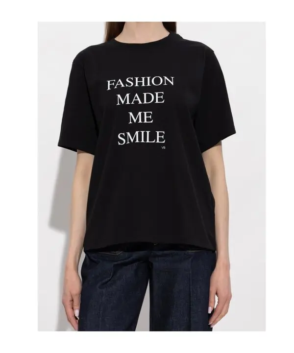 Victoria Beckham Slogan Print T-shirt - Black