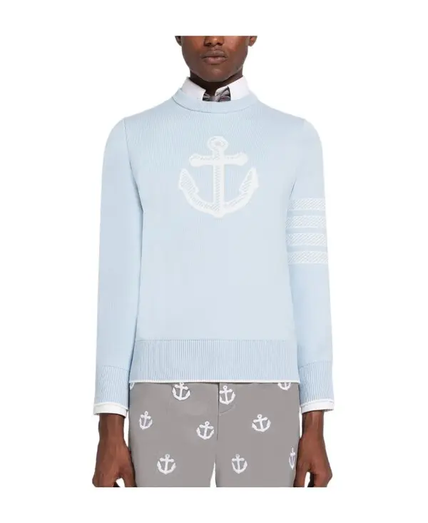Thom Browne Anchor Jacquard Crew-neck Jumper