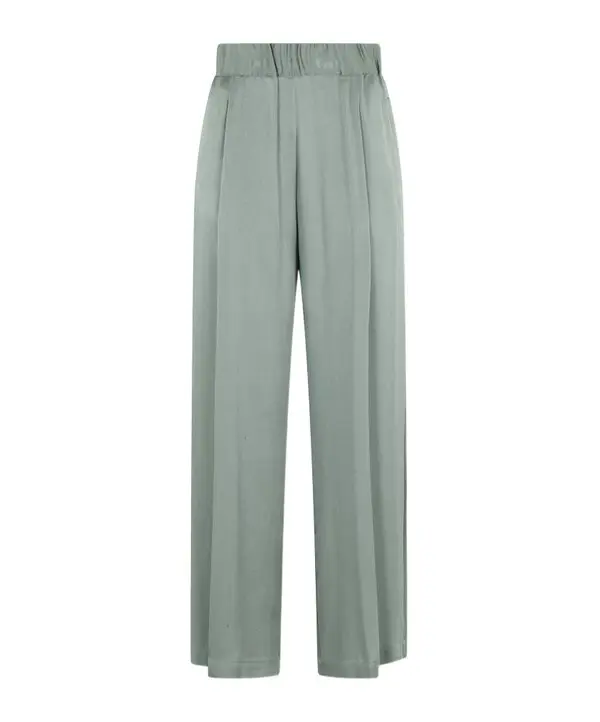 SEMICOUTURE Elastic Waist Straight Leg Trousers - Gray