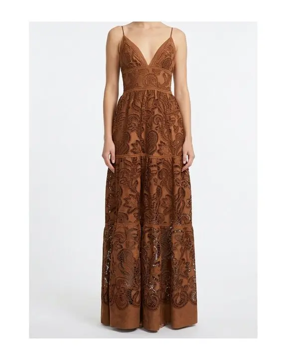 Ermanno Scervino Lace-embroidered Tiered Maxi Dress