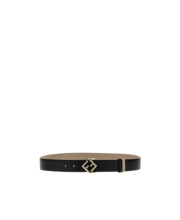 Fendi Ff Plaque Reversible Buckle Belt - Nude