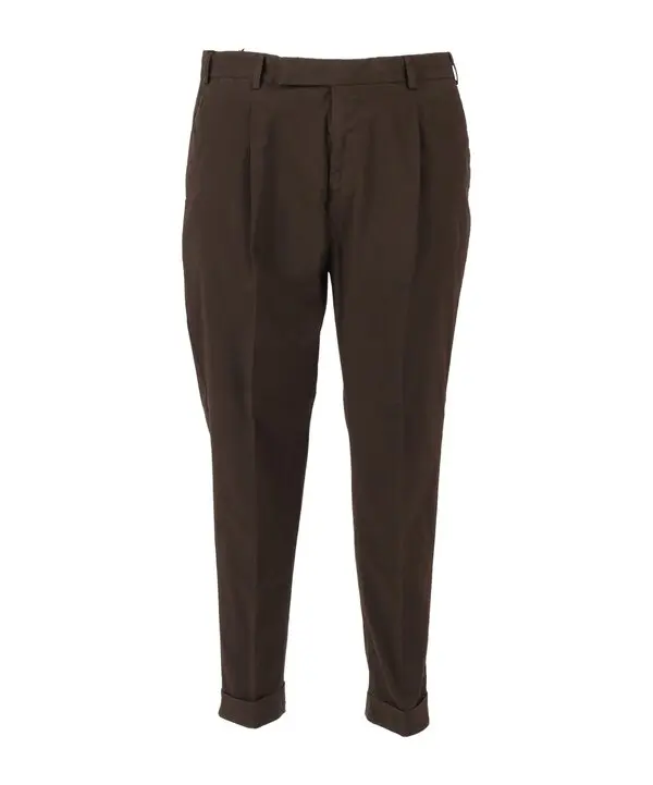 PT TORINO Pleated Trousers With Flap Back Pockets - Black
