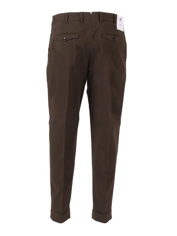 PT TORINO Pleated Trousers With Flap Back Pockets - Black