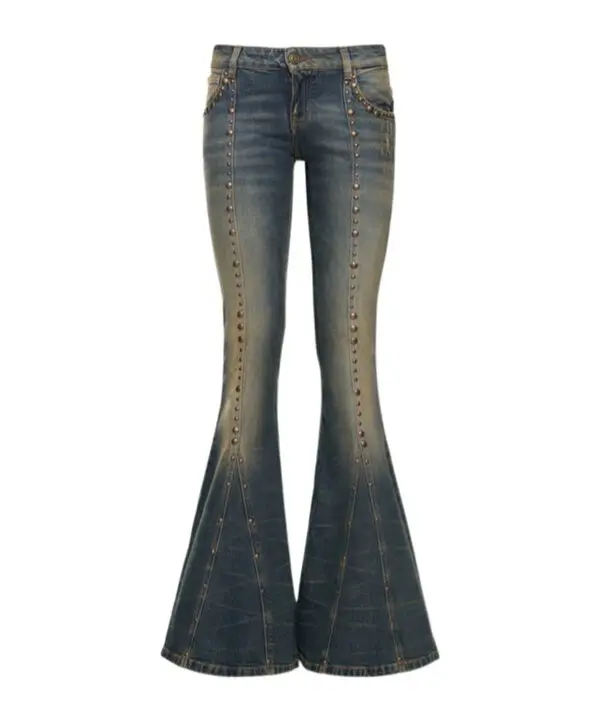 Blumarine Denim Studded Low Waist Flare Jeans