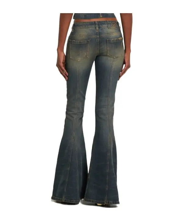 Blumarine Denim Studded Low Waist Flare Jeans