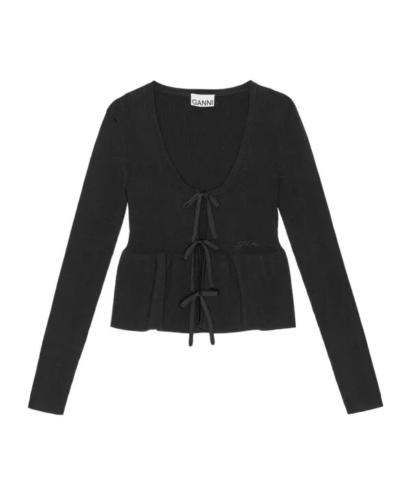 GANNI Ribbed Cardigan - Black