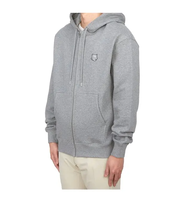 Maison Kitsuné Zip-up Hooded Long-sleeved Sweater With Patch Pocket