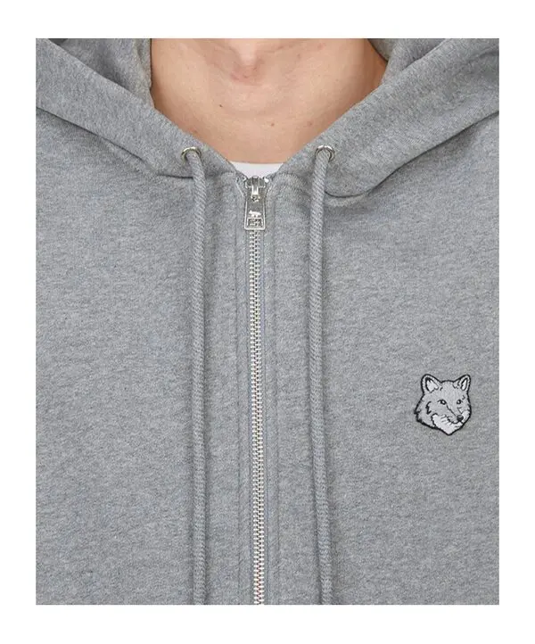 Maison Kitsuné Zip-up Hooded Long-sleeved Sweater With Patch Pocket