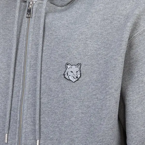 Maison Kitsuné Zip-up Hooded Long-sleeved Sweater With Patch Pocket