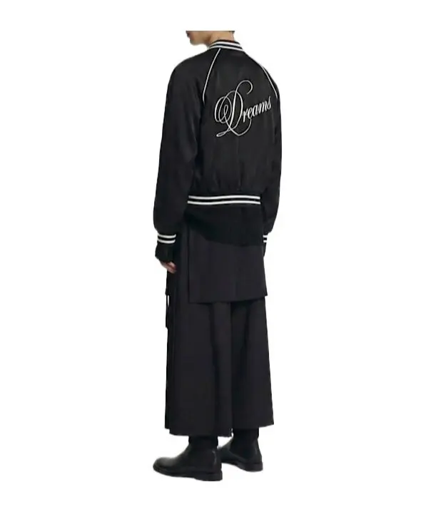 ANN DEMEULEMEESTER Slim Fit Raglan Bomber Jacket With Embroidered Back Panel