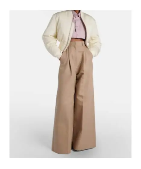 Balenciaga Cotton Gabardine Wide-leg Trousers - Nude