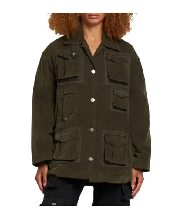 Blumarine Oversized Velvet Jacket With Pockets