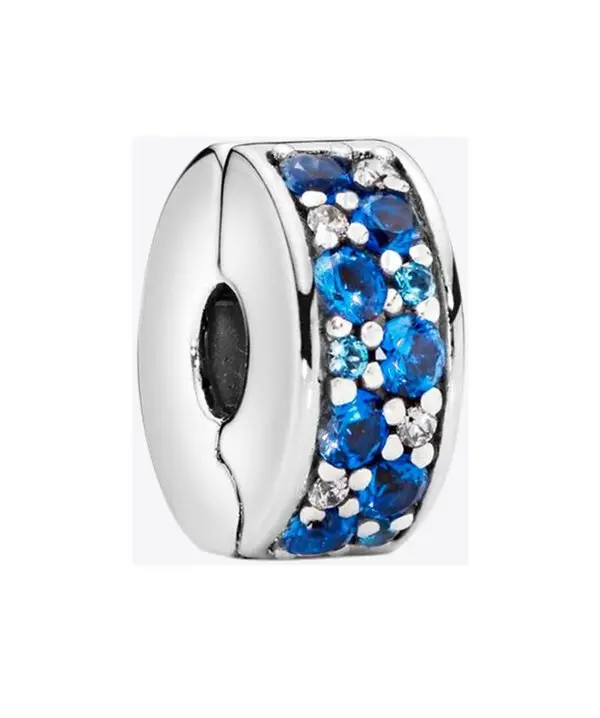 PANDORA Blue Pavé Clip Charm - White