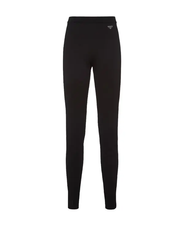 Prada Logo Plaque High Waist Leggings