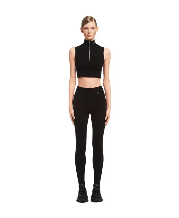 Prada Logo Plaque High Waist Leggings