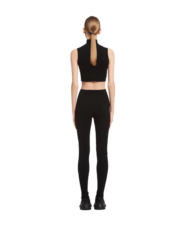 Prada Logo Plaque High Waist Leggings