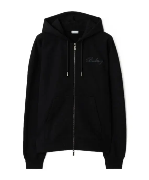 Burberry Zip-up Drawstring Hoodie With Embroidered Logo