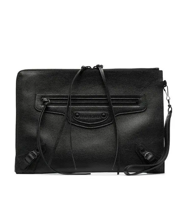 Balenciaga Pouch Logo Clutch Bag - Black