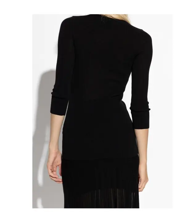 Isabel Marant Étoile Ribbed V-neck Top With Three-quarter Sleeves