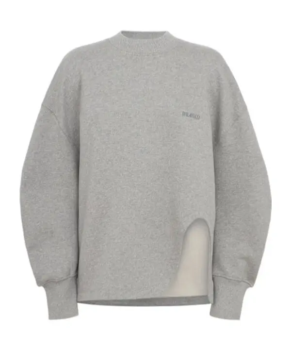 Attico Crewneck Sweatshirt With Asymmetrical Detail - Gray