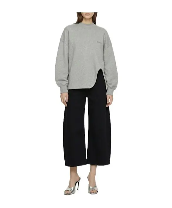 Attico Crewneck Sweatshirt With Asymmetrical Detail - Gray