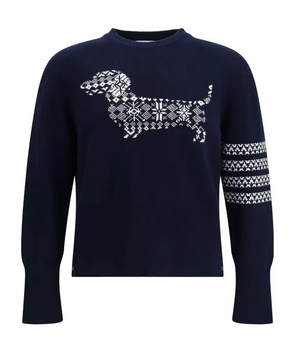 Thom Browne Holiday Hector Sweater With Dachshund Print