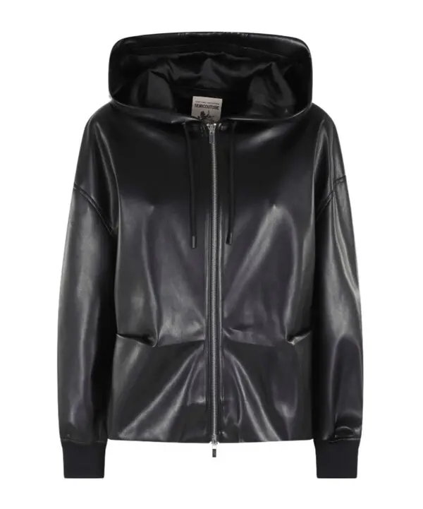 SEMICOUTURE Faux Leather Hooded Jacket
