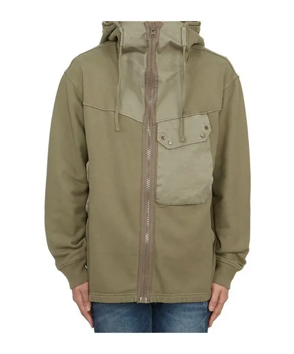 TEN C Long Sleeve Casual Jacket With Drawstring And Hood