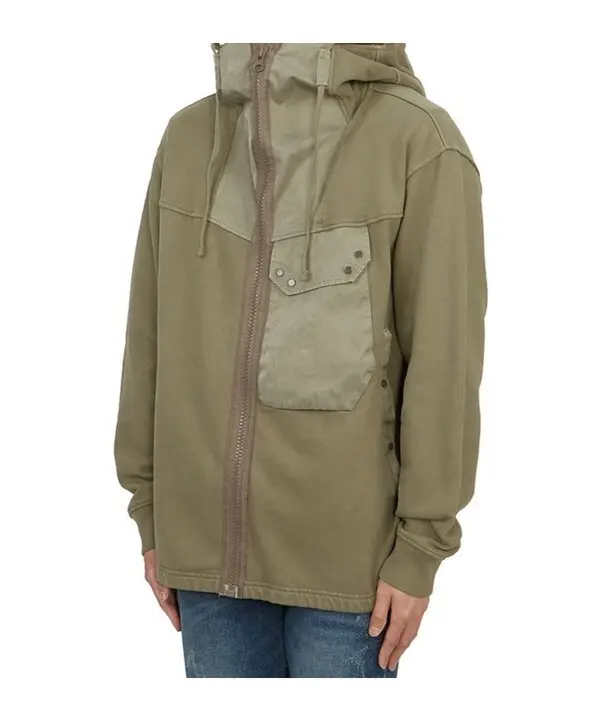 TEN C Long Sleeve Casual Jacket With Drawstring And Hood