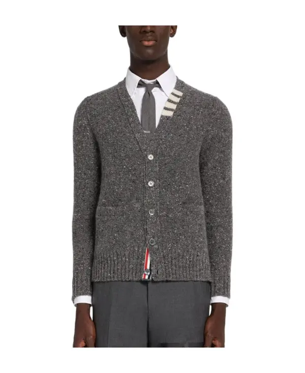 Thom Browne Striped V-neck Buttoned Cardigan