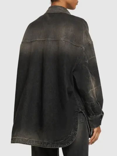 Attico Denim Shirt Jacket With Pockets