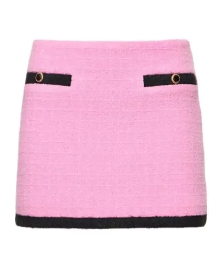 Alessandra Rich Low Waist Tweed Bouclé Mini Skirt