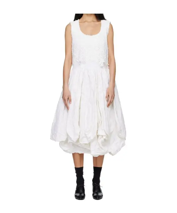 Comme Des Garçons Sleeveless Round Neck Pleated Dress