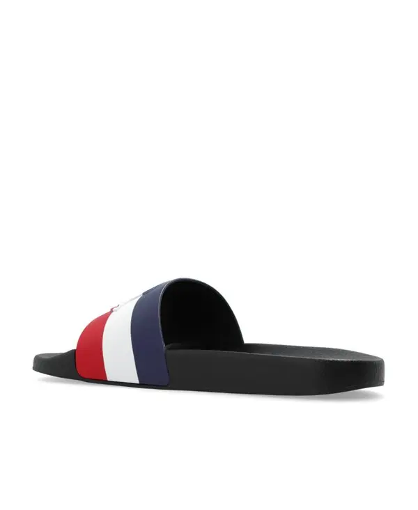 Moncler Basile Logo Embossed Slides - Black