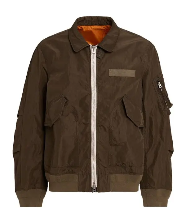 Sacai Treated Nylon Twill Bomber Jacket - Green