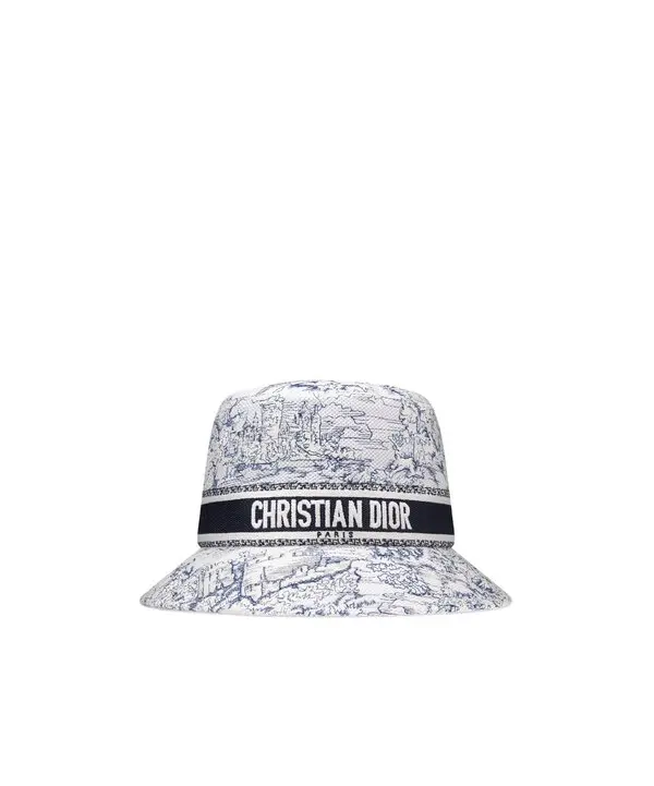 Dior D-bobby Toile De Jouy Scotland Bucket Hat - White/blue
