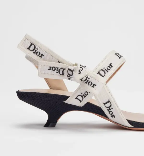 Dior Embroidered Cotton Slingback Sandals With Bow Detailing