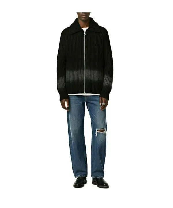 Sacai Garment Dyed Wool Knit Zip-up Cardigan