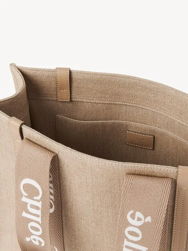 Chloé Woody Medium Tote Bag With Logo Detail - Boy Brown