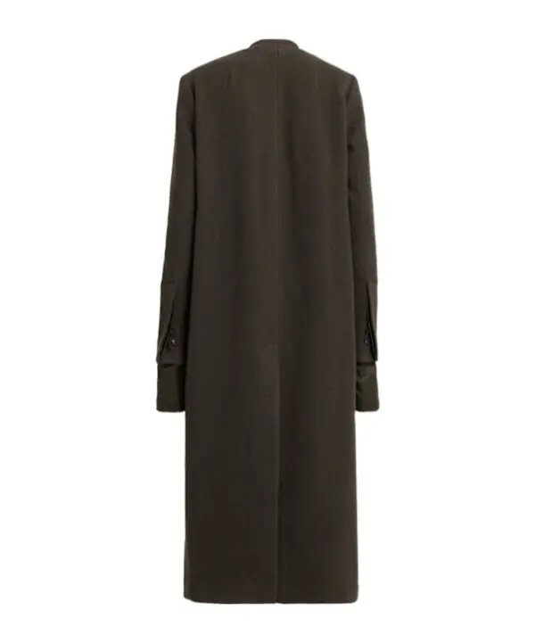 Rick Owens Museum Collarless Boiled Wool Long Coat