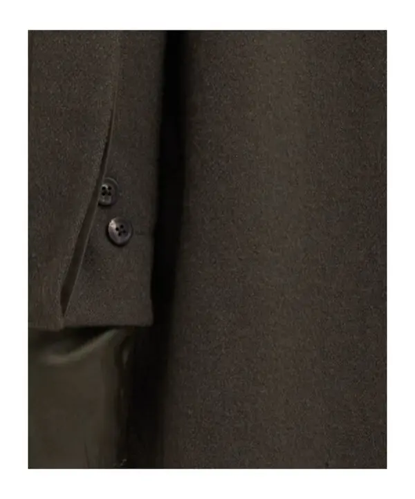 Rick Owens Museum Collarless Boiled Wool Long Coat