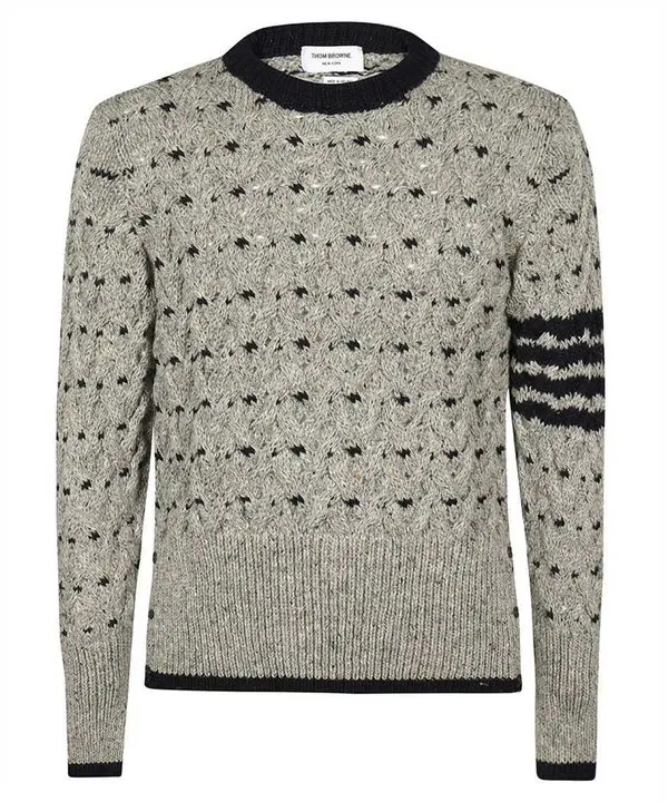 Thom Browne Crewneck Cable-knit Jumper With Signature Striping