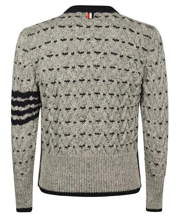 Thom Browne Crewneck Cable-knit Jumper With Signature Striping
