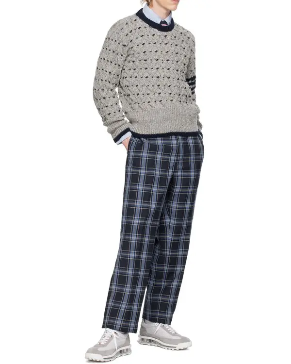 Thom Browne Crewneck Cable-knit Jumper With Signature Striping
