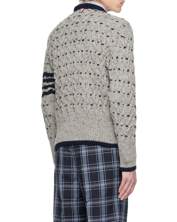 Thom Browne Crewneck Cable-knit Jumper With Signature Striping
