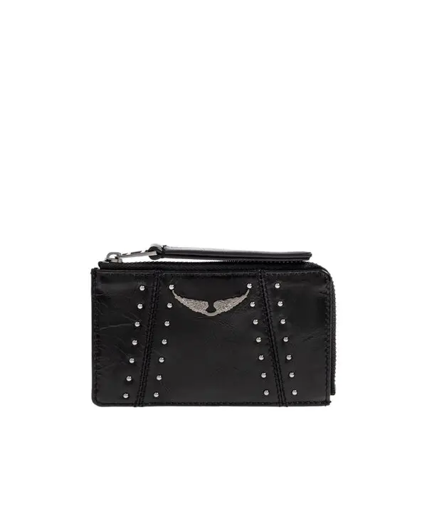 Zadig&Voltaire Studded Wings-detail Leather Wallet - Black